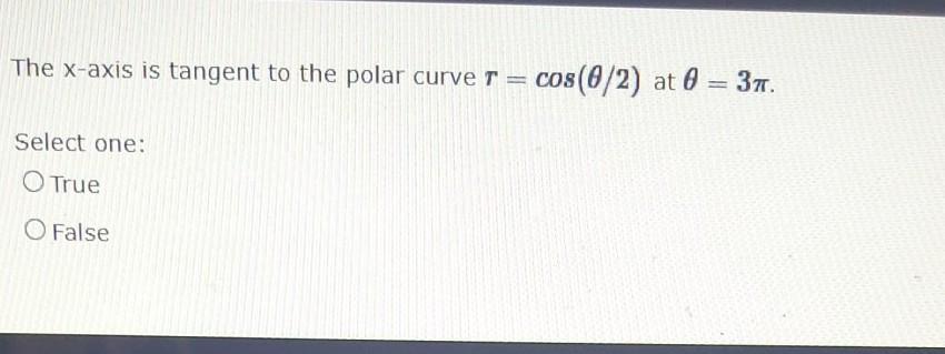 Solved The x-axis is tangent to the polar curve r = cos(0/2) | Chegg.com