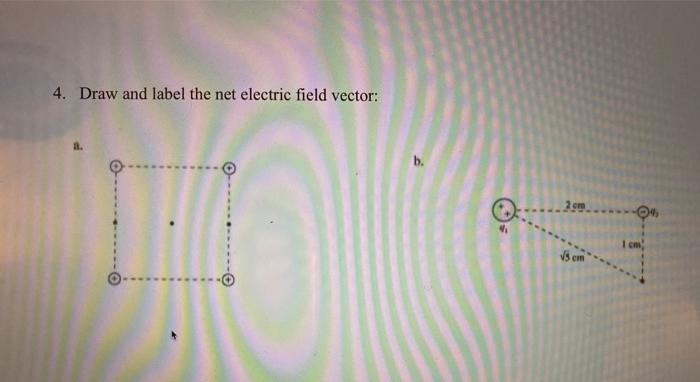 Solved 4. Draw and label the net electric field vector: b. | Chegg.com
