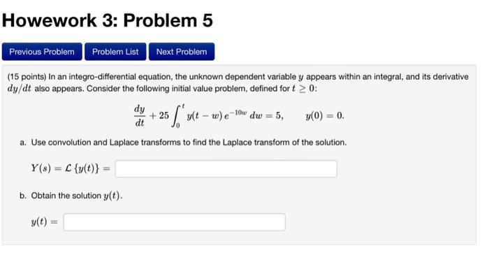 Solved 15 points) In an integro-differential equation, the | Chegg.com