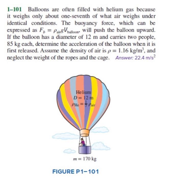 Solved 1-101 Balloons are often filled with helium gas | Chegg.com