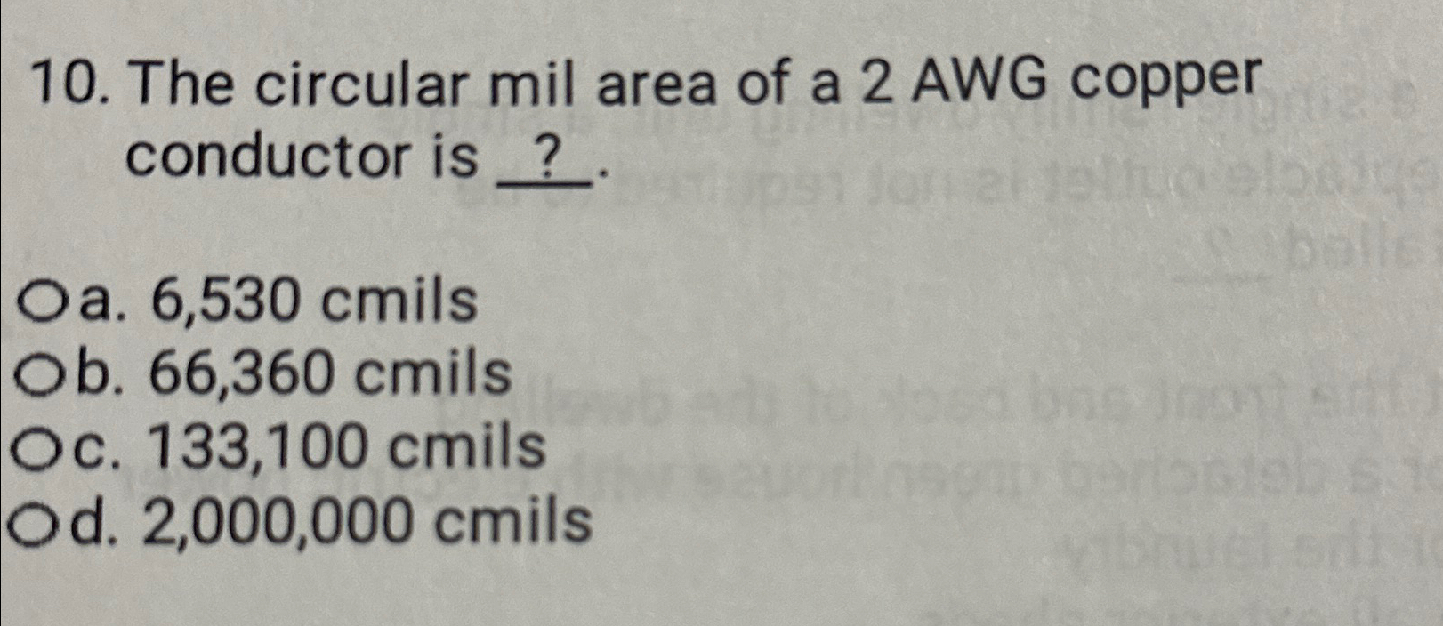 Solved The circular mil area of a 2 ﻿AWG copper conductor is | Chegg.com