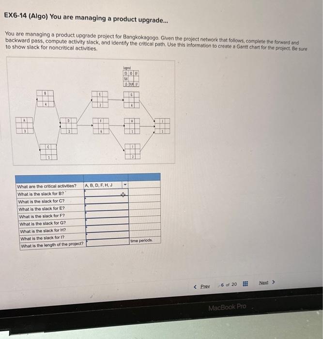 Solved EX6-14 (Algo) You are managing a product upgrade... | Chegg.com