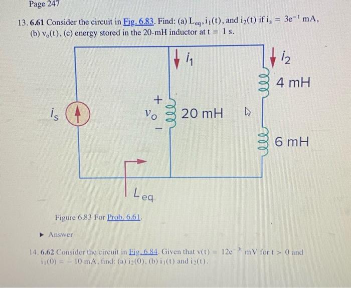 Solved Page 247 13.6.61 Consider the circuit in Fig. 6.83. | Chegg.com