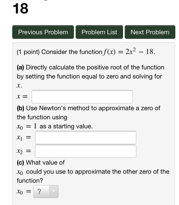 Solved Previous Problem Problem List Next Problem (1 point) | Chegg.com