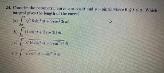 Solved 24. Consider the parametric curve r = cos 4t and | Chegg.com