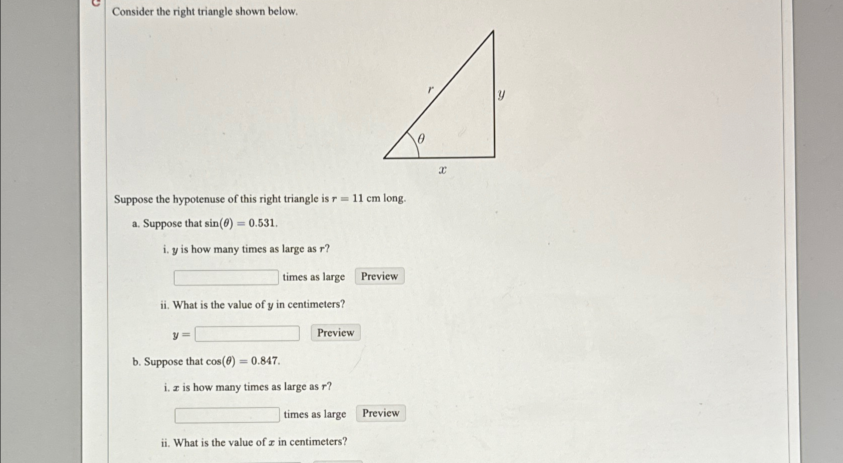 Solved Consider the right triangle shown below.Suppose the | Chegg.com
