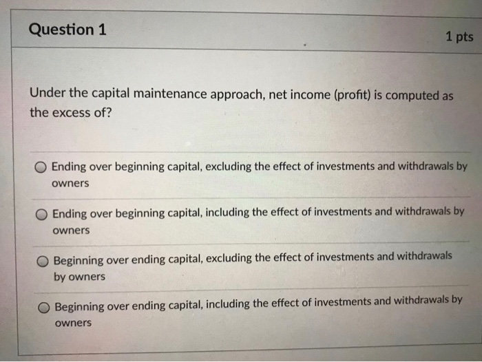 Solved Question 1 1 pts Under the capital maintenance | Chegg.com