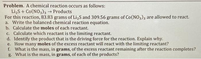 Solved Problem. A chemical reaction occurs as follows: Li2 | Chegg.com