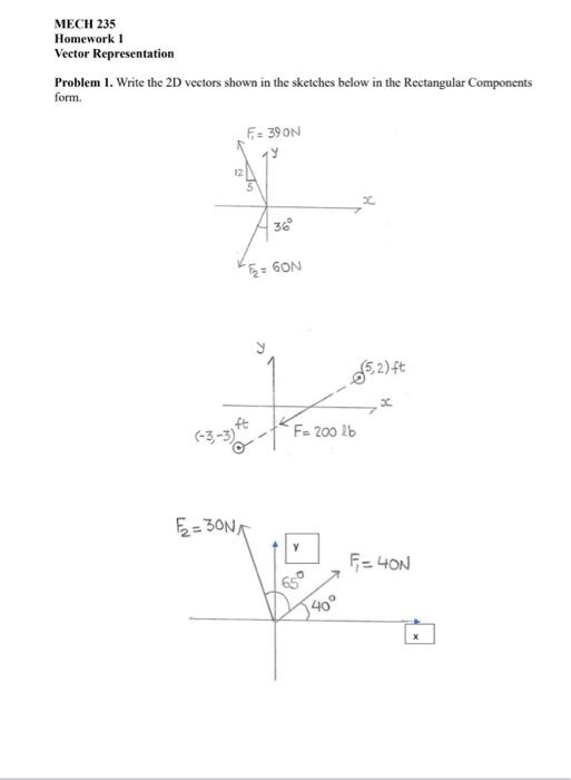 Solved MECH 235 Homework 1 Vector Representation Problem 1. | Chegg.com