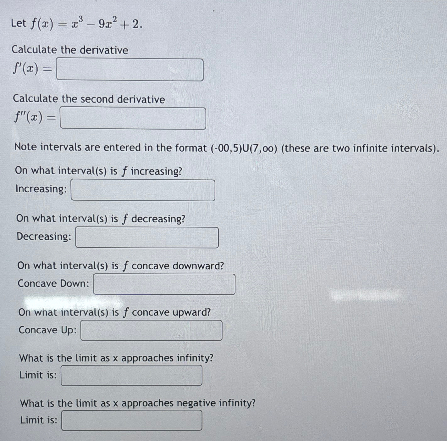 Solved Let f(x)=x3-9x2+2.Calculate the | Chegg.com