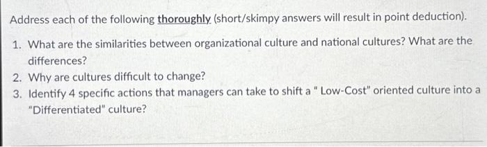 Solved Address each of the following thoroughly. | Chegg.com