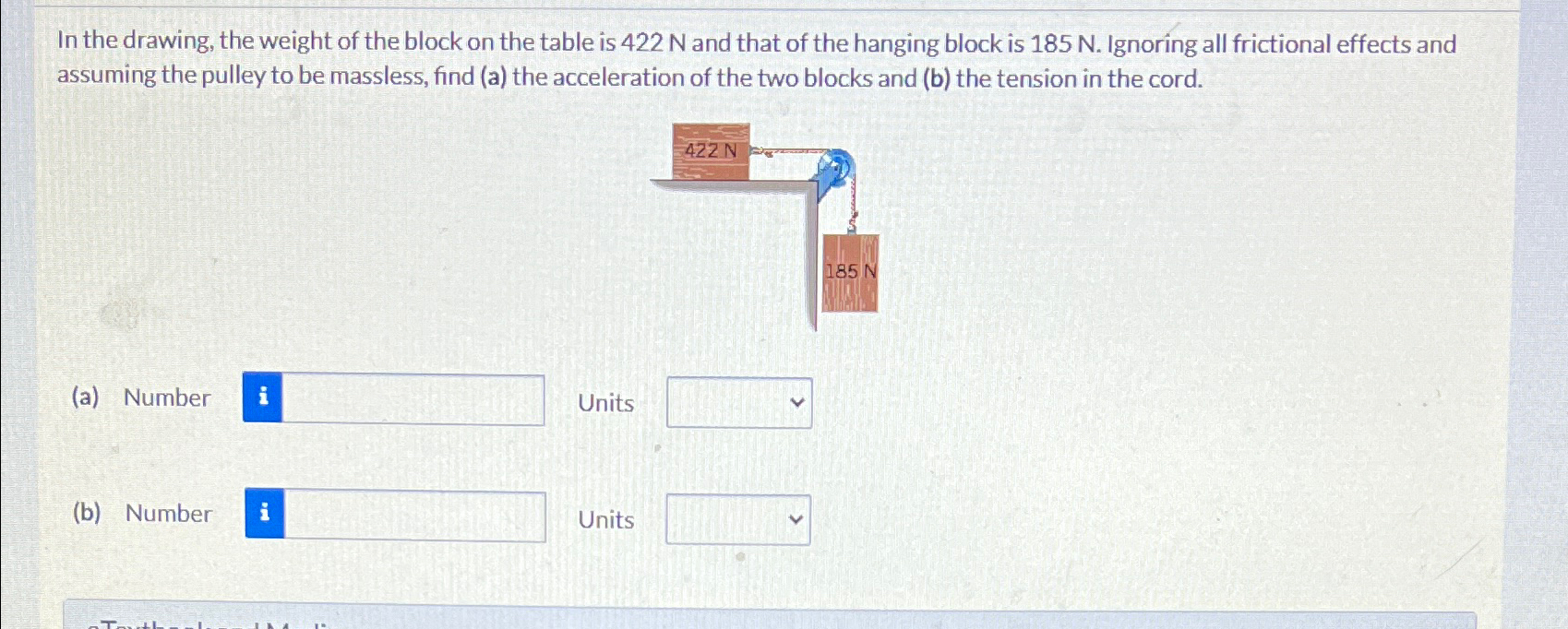 Solved In the drawing, the weight of the block on the table | Chegg.com