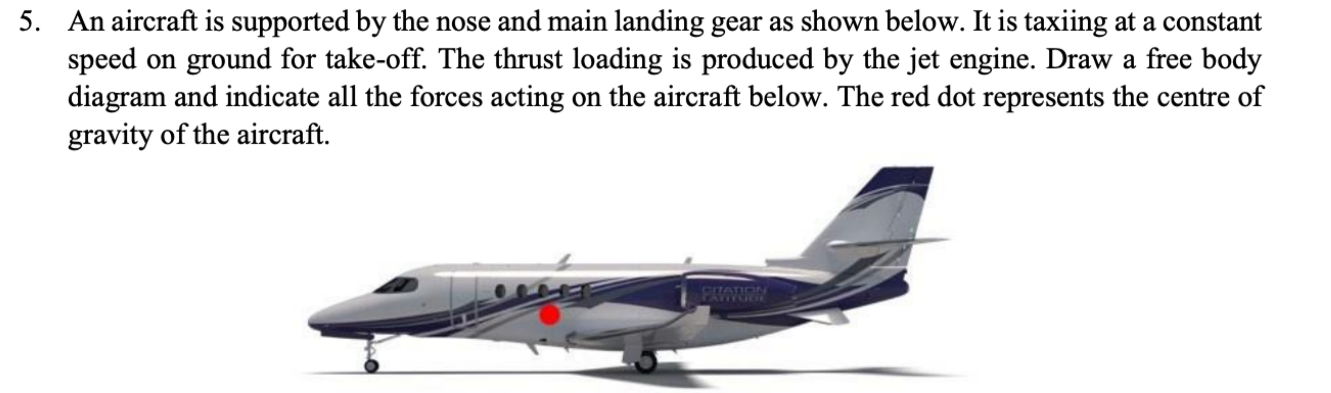 Solved Question 5. ﻿An aircraft is supported by the nose and | Chegg.com