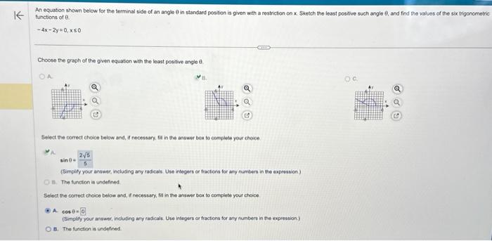 Solved An equation shown below for the terminal side of an | Chegg.com