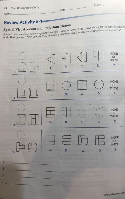 Solved Class 88 Print Reading for Industry Date Name Review | Chegg.com