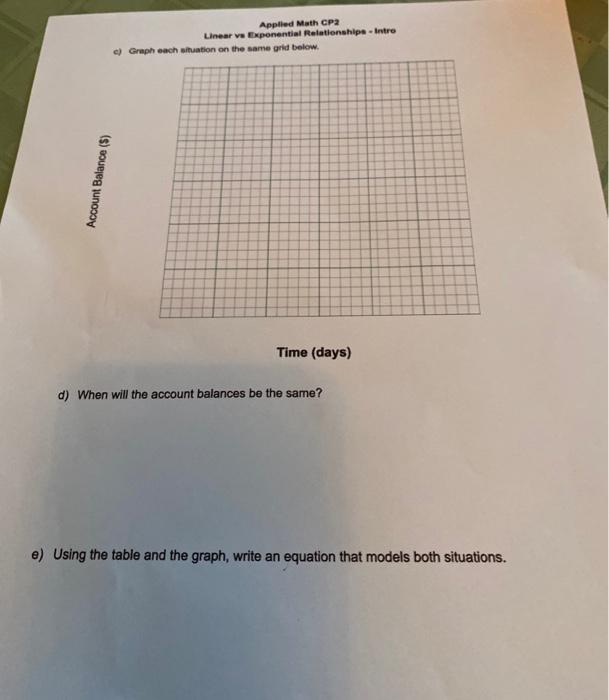 Applied Math CP2 Linear vs Exponential Relationships | Chegg.com