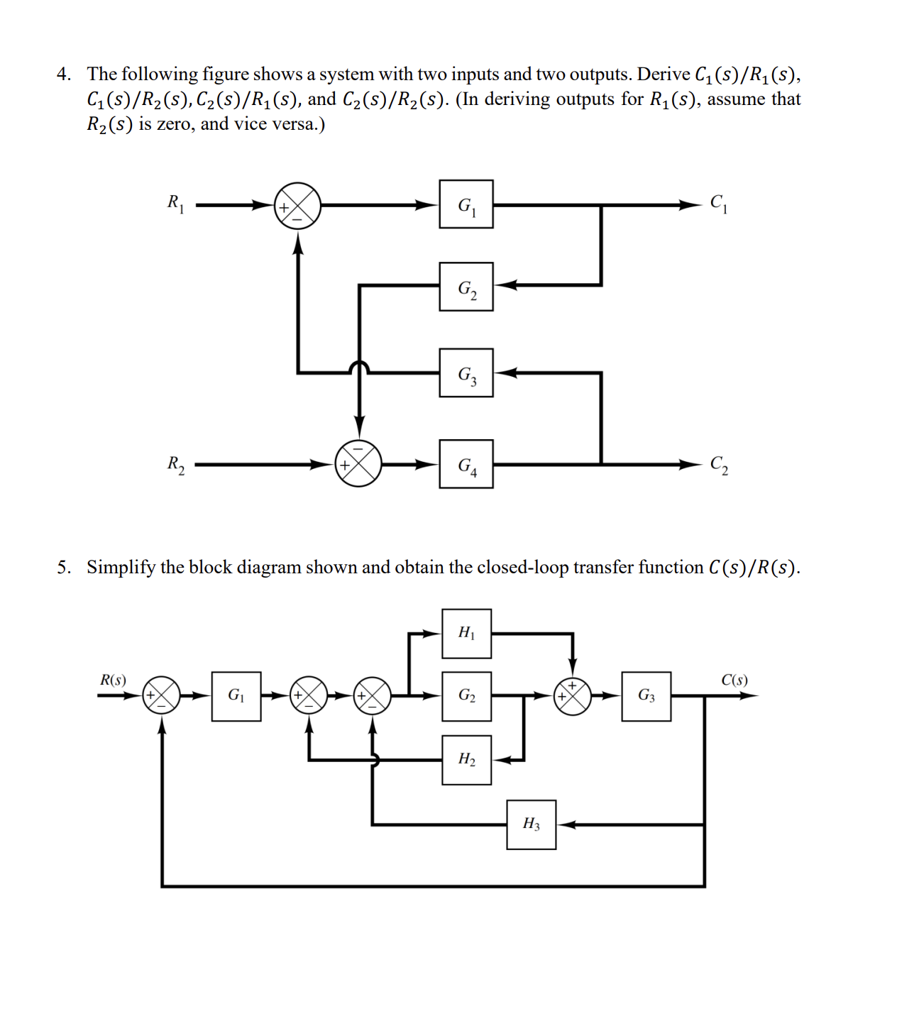 The following figure shows a system with two inputs | Chegg.com