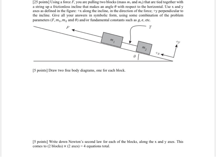 Solved [25 points] Using a force F, you are pulling two | Chegg.com