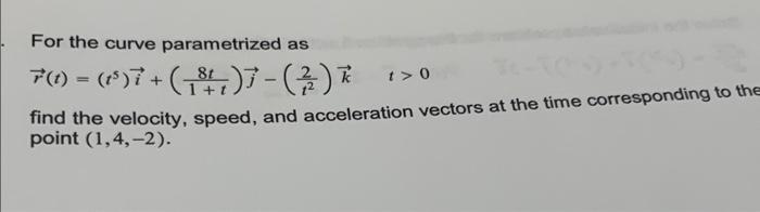 Solved For the curve parametrized as | Chegg.com