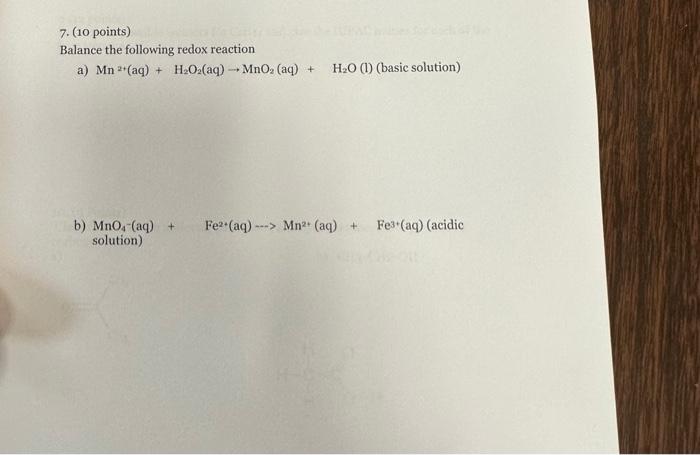 Solved Mn2+(aq)+H2O2(aq)→MnO2(aq)+H2O(l) (basic solution) | Chegg.com