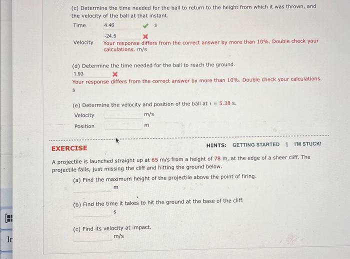 Solved (c) Determine the time needed for the ball to return | Chegg.com