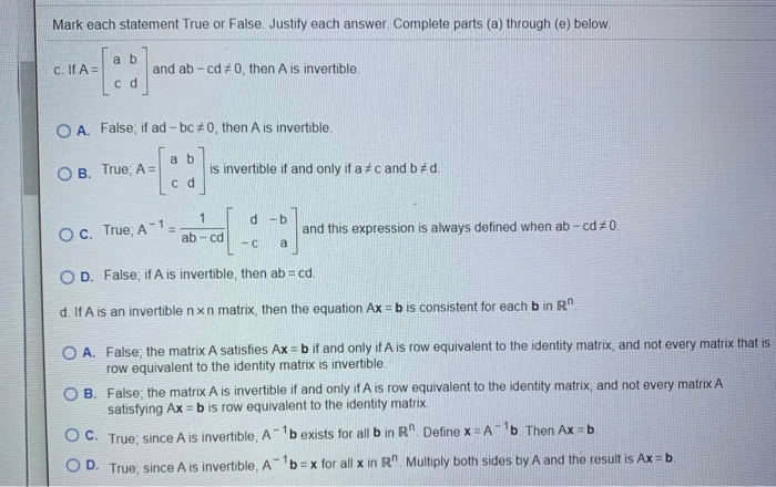 Solved Mark each statement True or False Justify each | Chegg.com