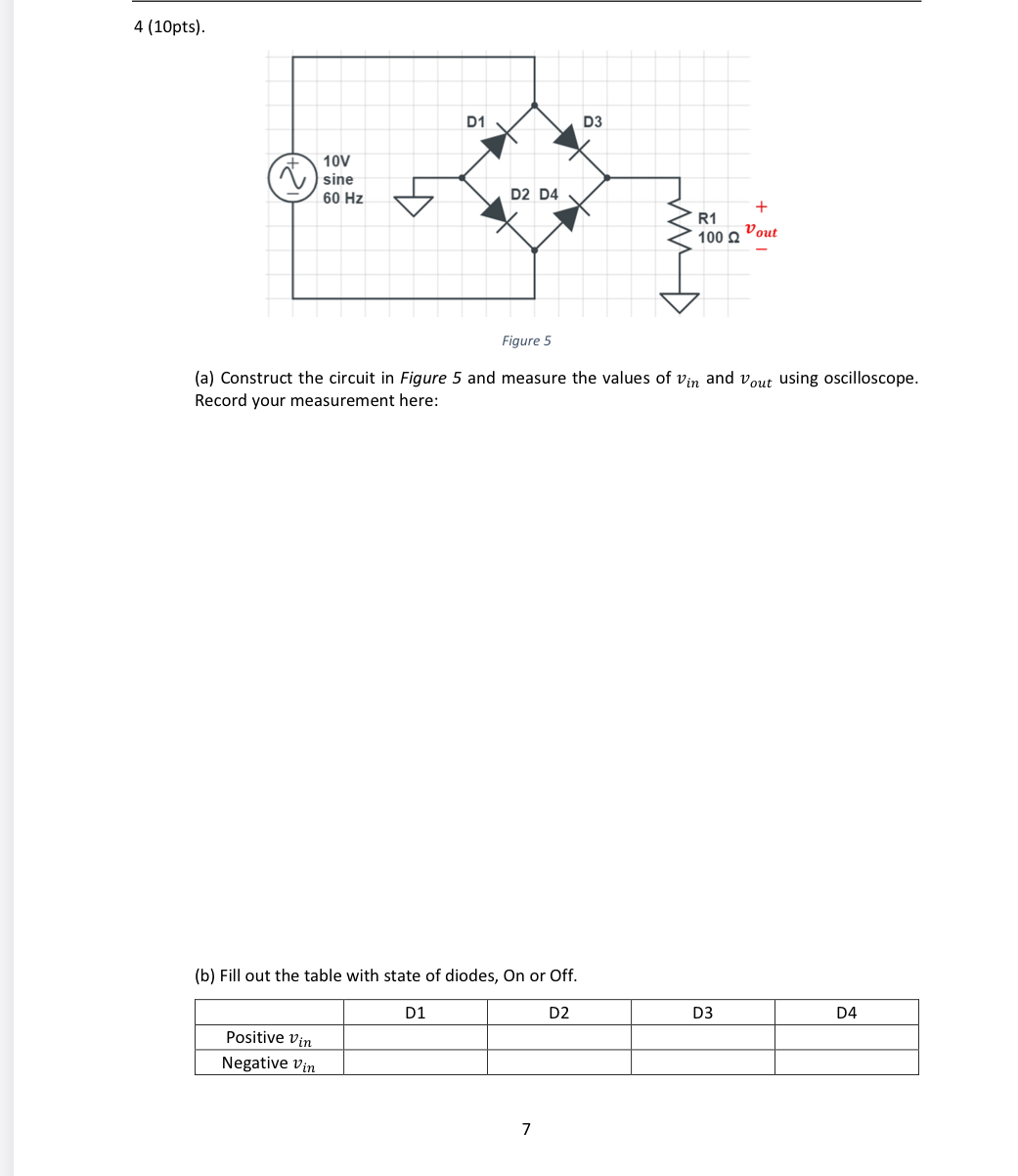 Solved 4 (10pts).(a) ﻿Construct the circuit in Figure 5 ﻿and | Chegg.com