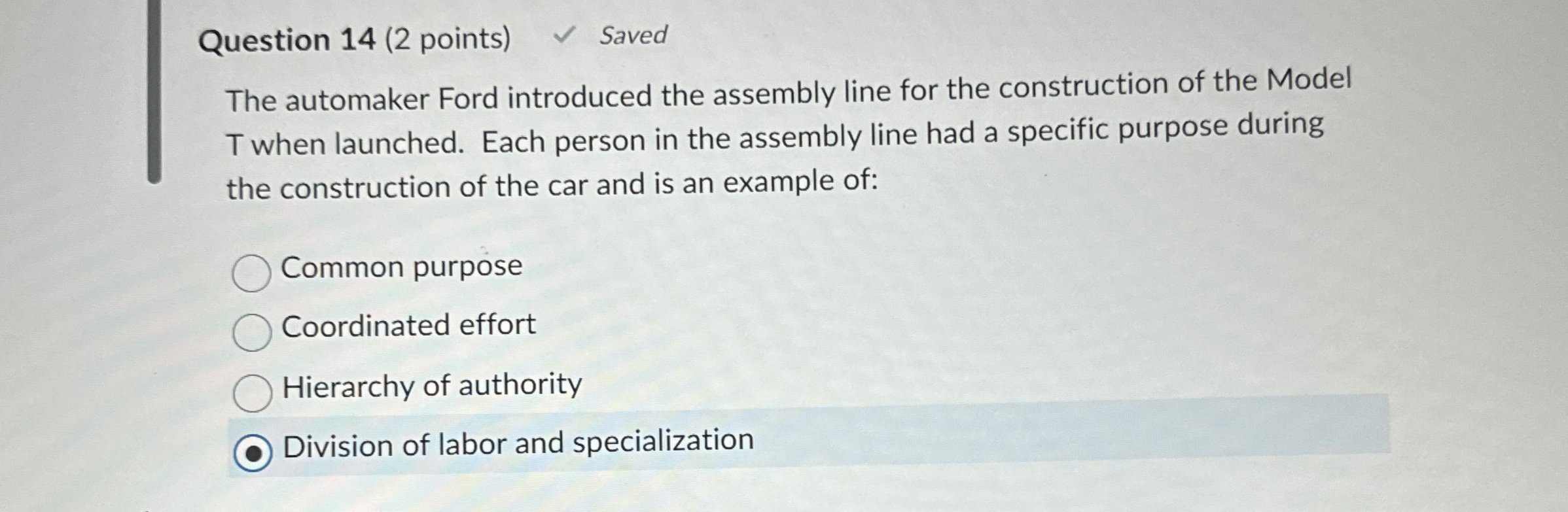 Solved Question 14 (2 ﻿points)SavedThe automaker Ford | Chegg.com