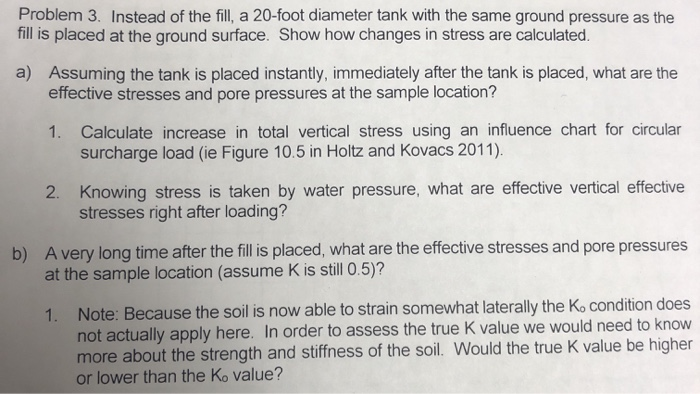 Problem 3. Instead of the fill, a 20-foot diameter | Chegg.com