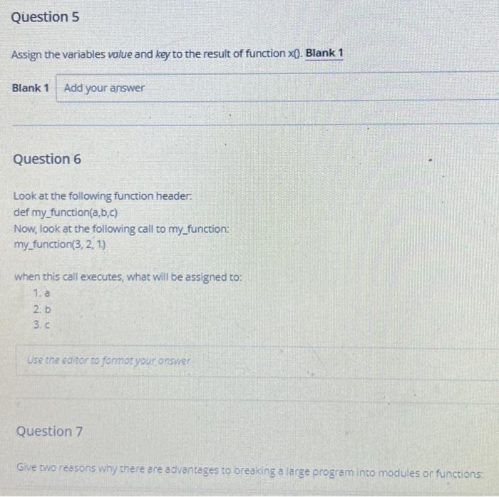 Solved Assign the variables value and key to the result of | Chegg.com