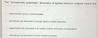 Solved The "conceptually systematic" dimension of applied | Chegg.com