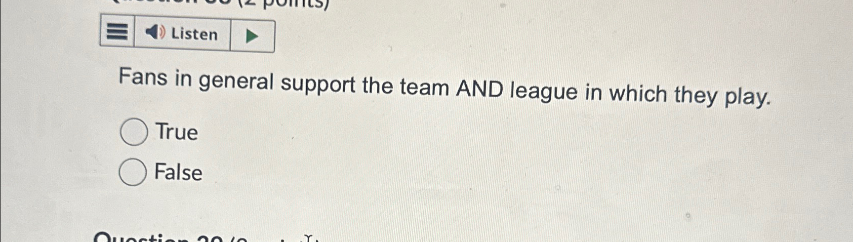 Solved ListenFans in general support the team AND league in | Chegg.com