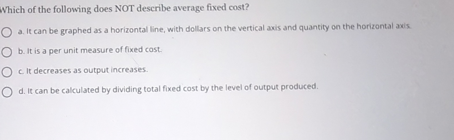 Solved Which of the following does NOT describe average | Chegg.com