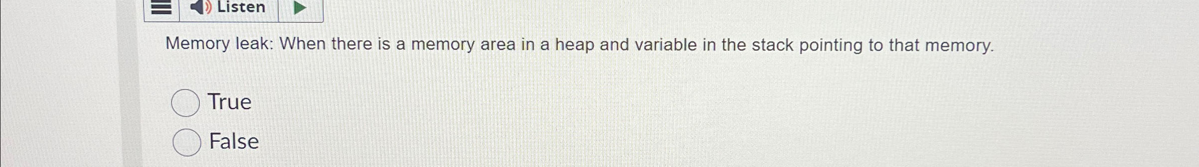 Solved ListenMemory leak: When there is a memory area in a | Chegg.com