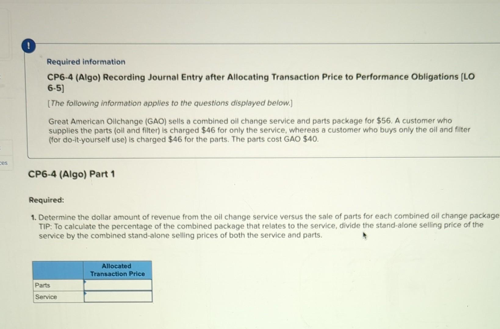 Solved Required information CP6-4 (Algo) Recording Journal | Chegg.com