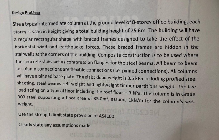 Solved Design Problem Size a typical intermediate column at | Chegg.com