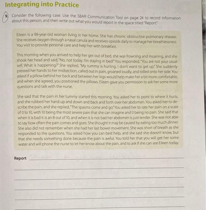 Solved Integrating into Practice 9. Consider the following | Chegg.com