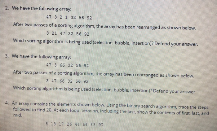 (Solved) : 2 Following Array 47 3 2 1 32 56 92 Two Passes Sorting ... (Solved) : 2 Following Array 47 3 2 1 32 56 92 Two Passes Sorting ...