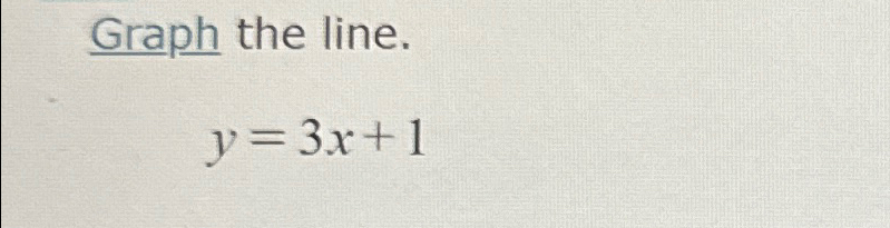Solved Graph the line.y=3x+1 | Chegg.com