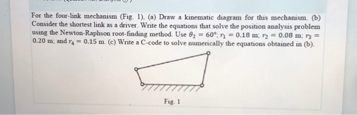 Solved For the four-link mechanism (Fig. 1). (a) Draw a | Chegg.com