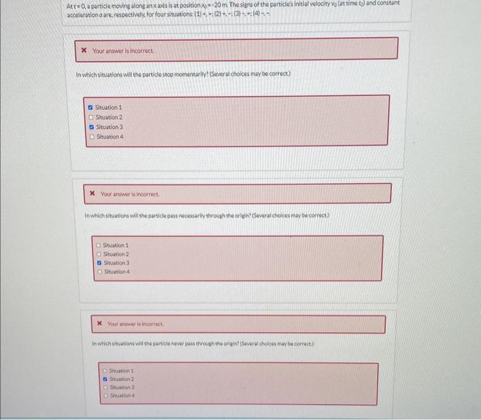 At t=0, a particle movine alcong an x axss is at | Chegg.com