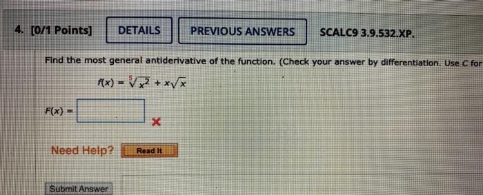 Solved 4. [o/1 Points] DETAILS PREVIOUS ANSWERS SCALC9 | Chegg.com