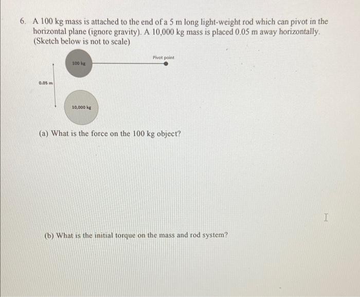 Solved 6. A 100 kg mass is attached to the end of a 5 m long | Chegg.com
