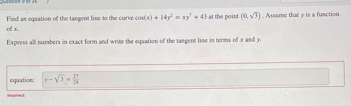 Solved Find the derivative. (Express numbers in exact form. | Chegg.com