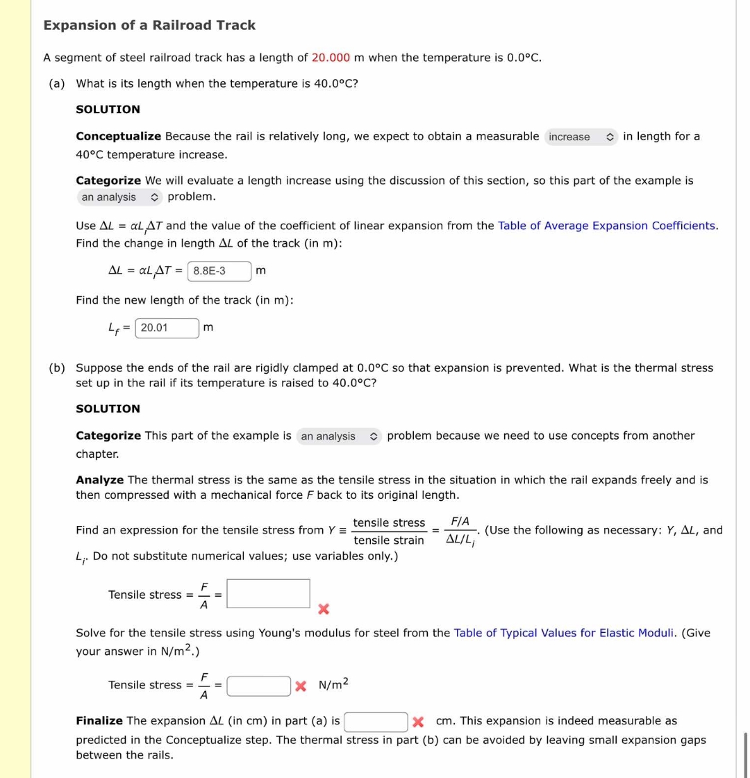 Solved Expansion of a Railroad TrackA segment of steel | Chegg.com