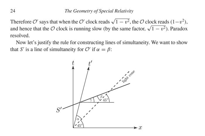 Work through the derevation of lines of simultaneity | Chegg.com