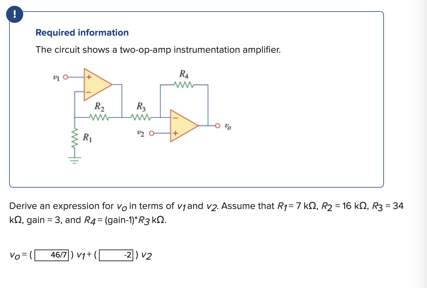 Solved Required informationThe circuit shows a two-op-amp | Chegg.com