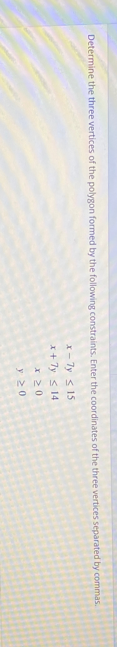 Solved Determine the three vertices of the polygon formed by | Chegg.com