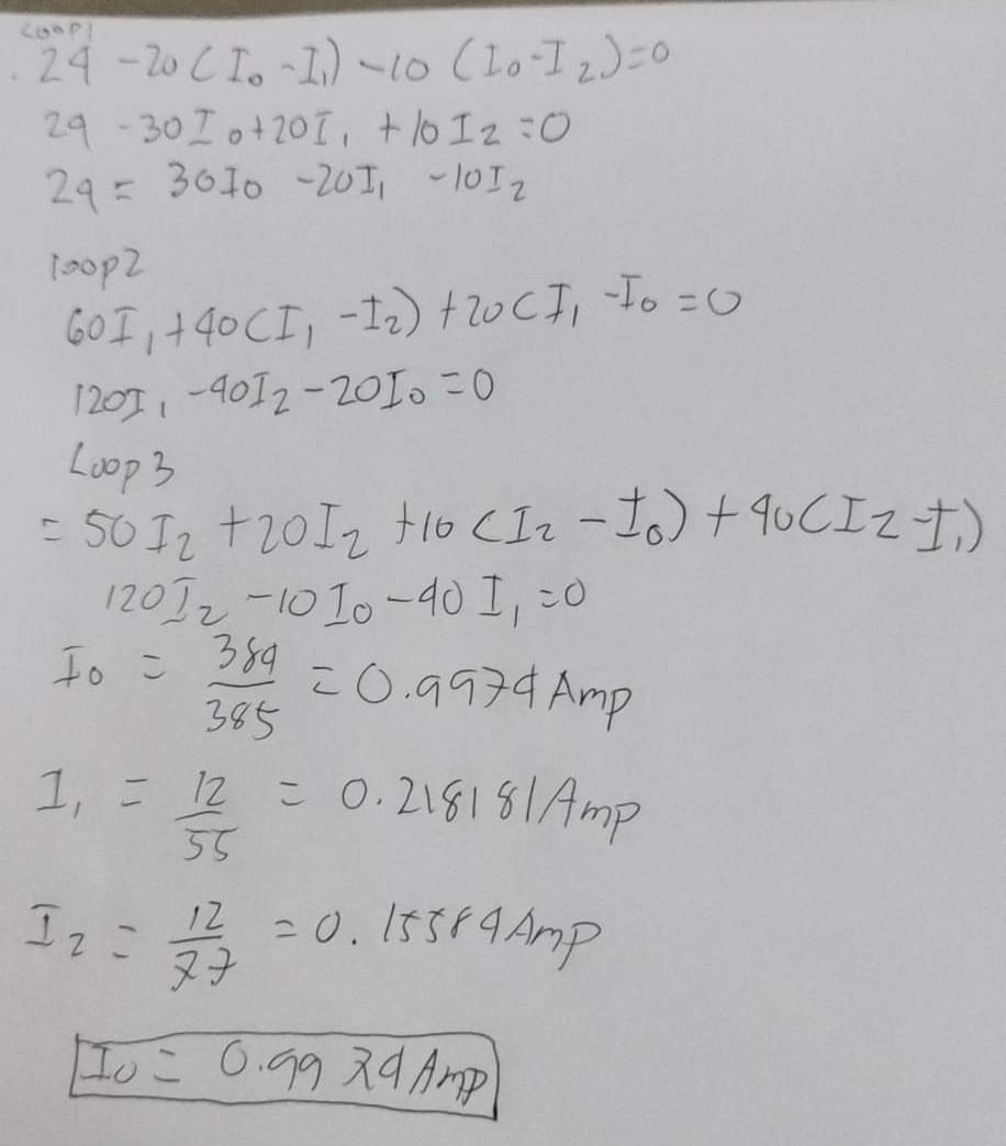 Solved Calculate Io in the circuit24−20(I0−I1)−10(I0−I2)=0 | Chegg.com