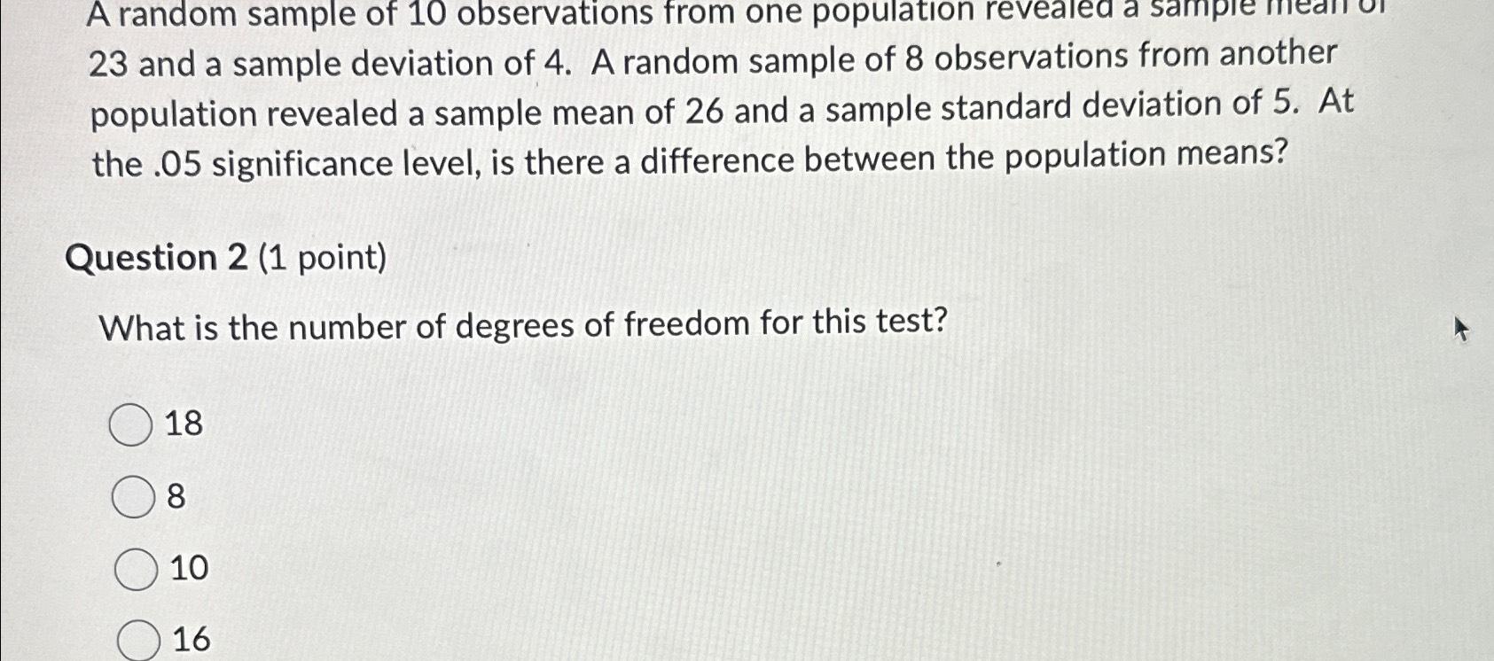 Solved A random sample of 10 ﻿observations from one | Chegg.com